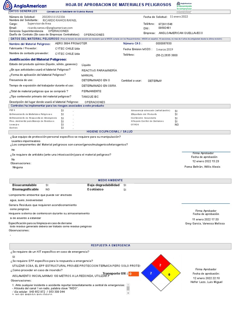 Materiales Peligrosos - Power Apps - MSDS AERO 3894 PROMOTER | PDF | La ...