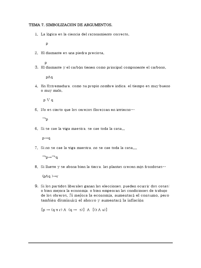Tema 7. Ejercicios Simbolizacion Resueltos | PDF