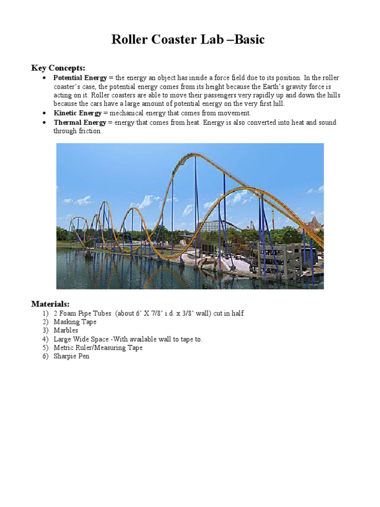Roller Coaster Lab - Basic: Key Concepts | PDF | Potential Energy ...