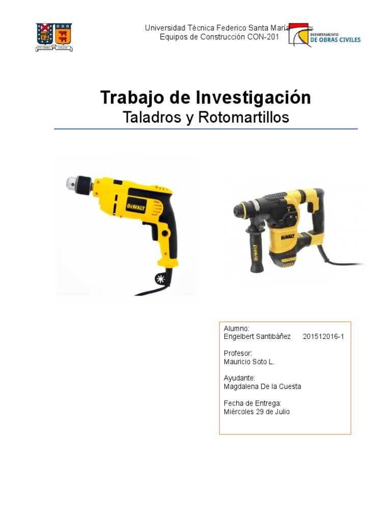 Taladros y Rotomartillos: Clasificación y Usos | PDF | Perforar | Perforación