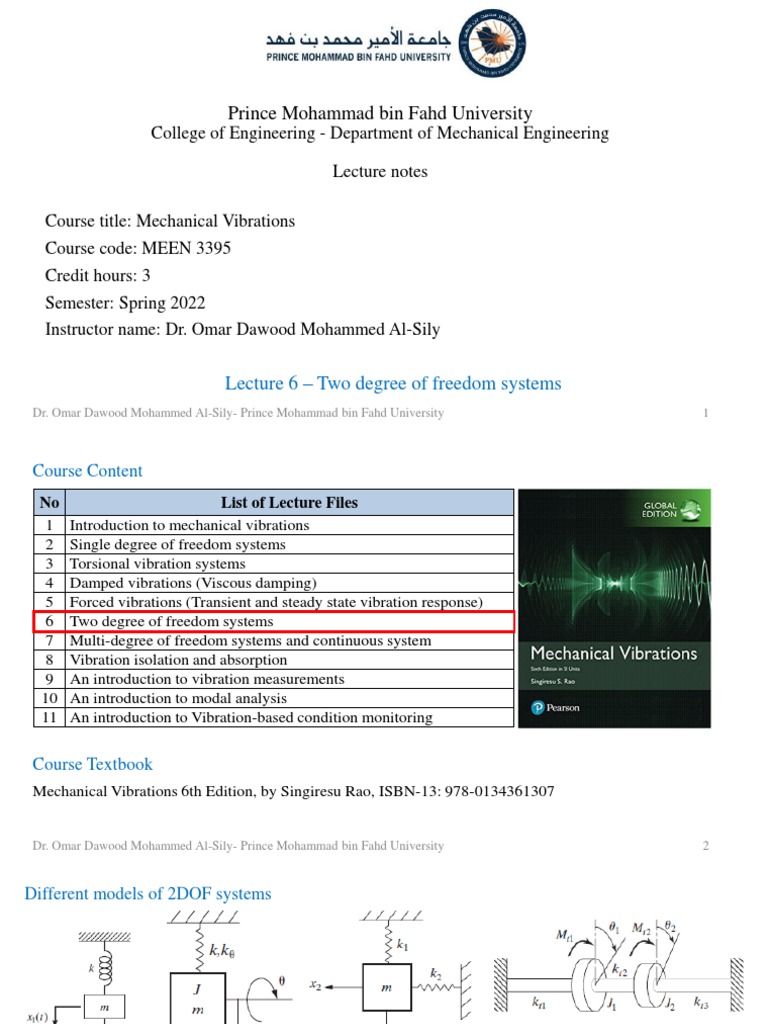 6 Vibration F22-2DOF | PDF | Physical Sciences | Physical Quantities
