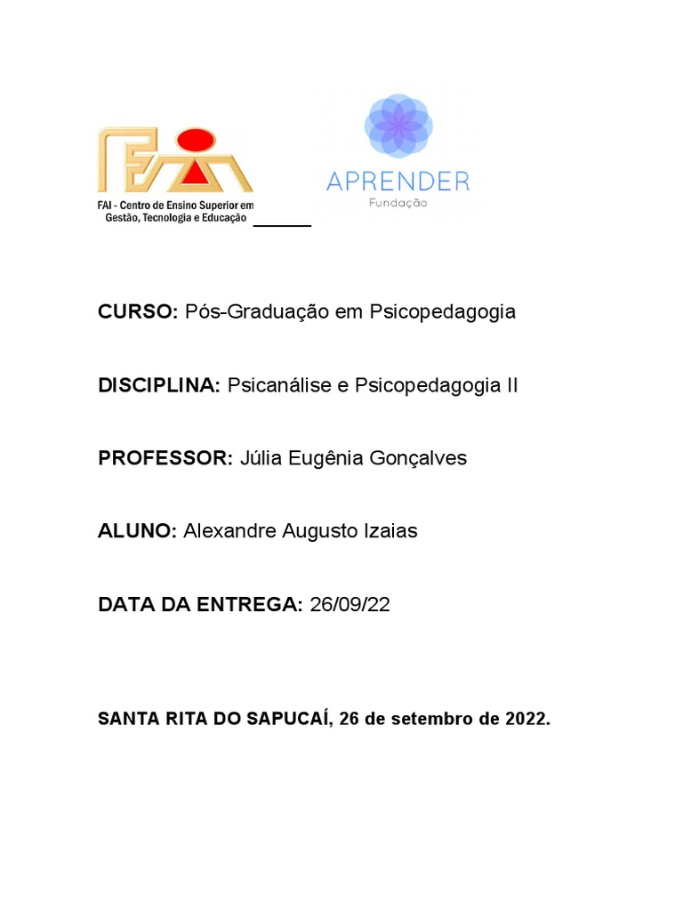 Trabalho Final Da Disciplina | PDF | Psicanálise | Fé