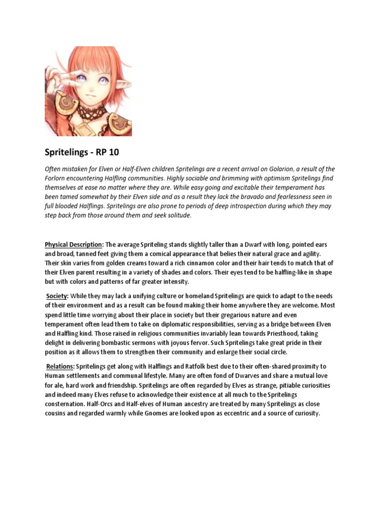 Spriteling | PDF | Elf (Dungeons & Dragons) | Dungeons & Dragons