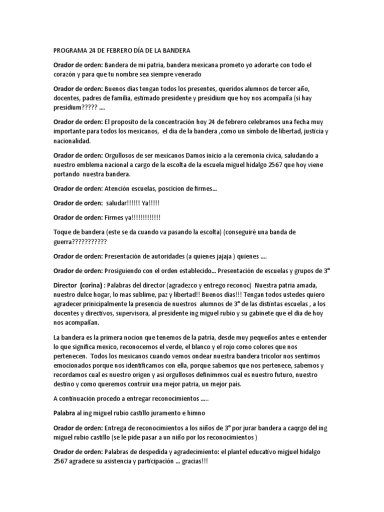 Programa 24 de Febrero Día de La Bandera | PDF | México | Bandera