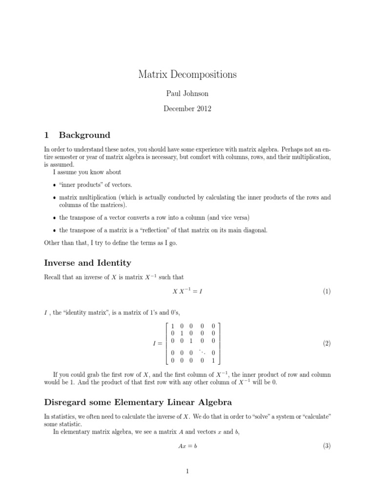 Matrix Decompositions | PDF | Matrix (Mathematics) | Principal ... Matrix Decompositions | PDF | Matrix (Mathematics) | Principal ...