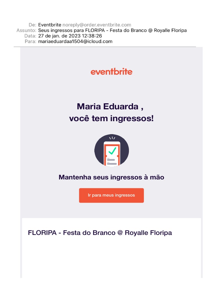 Seus Ingressos para FLORIPA - Festa Do Branco at Royalle Floripa | PDF