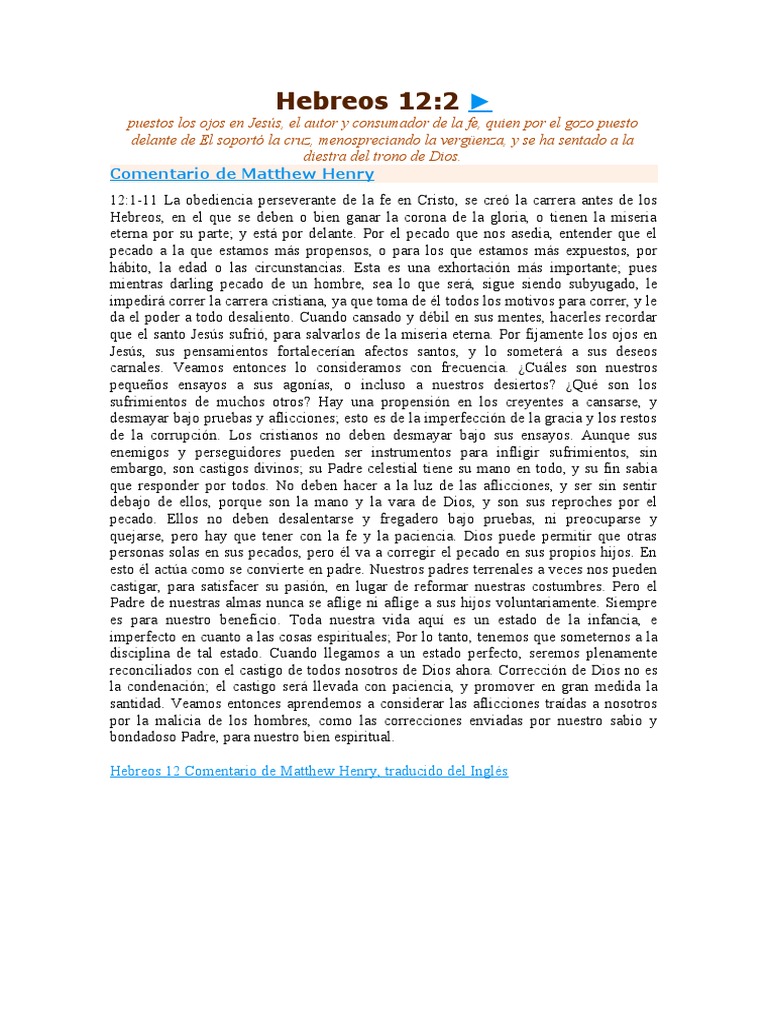 Hebreos 12 | PDF | Pecado | Creencia religiosa y doctrina