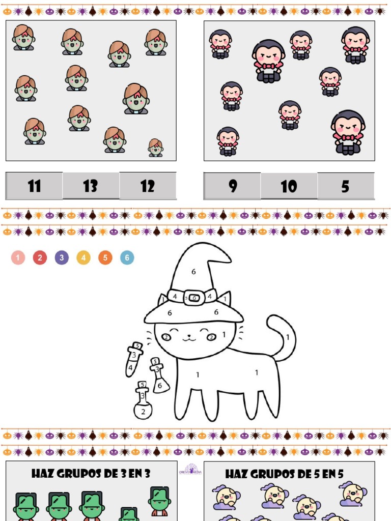 Cuadernillo Números Halloween | PDF | Métodos y materiales de enseñanza