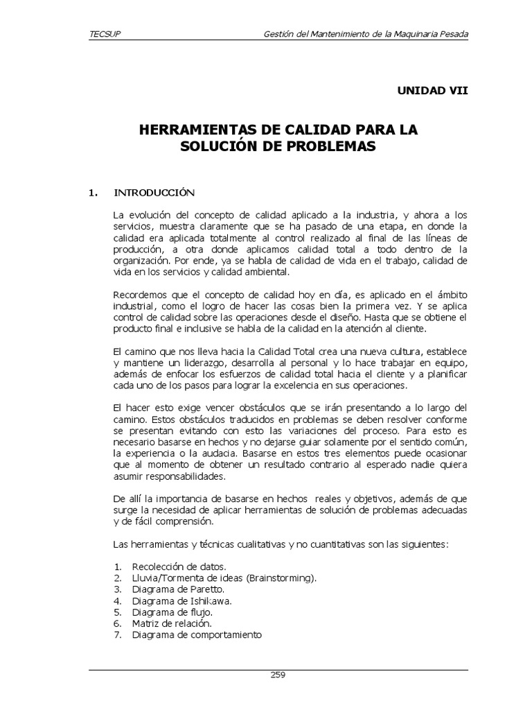 Herramientas de Calidad en Mantenimiento | PDF | Calidad (comercial ...