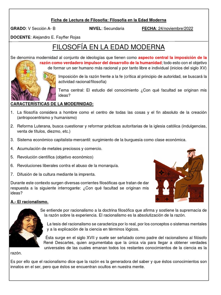 Filosofía Moderna: Racionalismo y Empirismo | PDF | Empirismo | Conocimiento