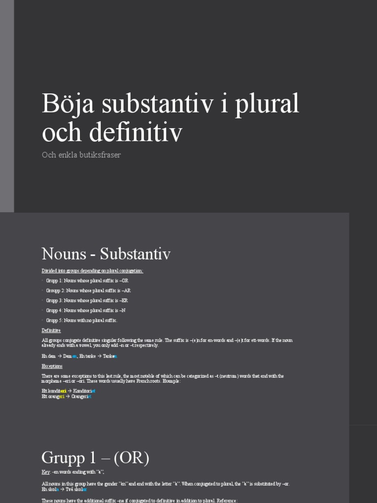 Substantiv I Plural | PDF | Plural | Grammatical Number
