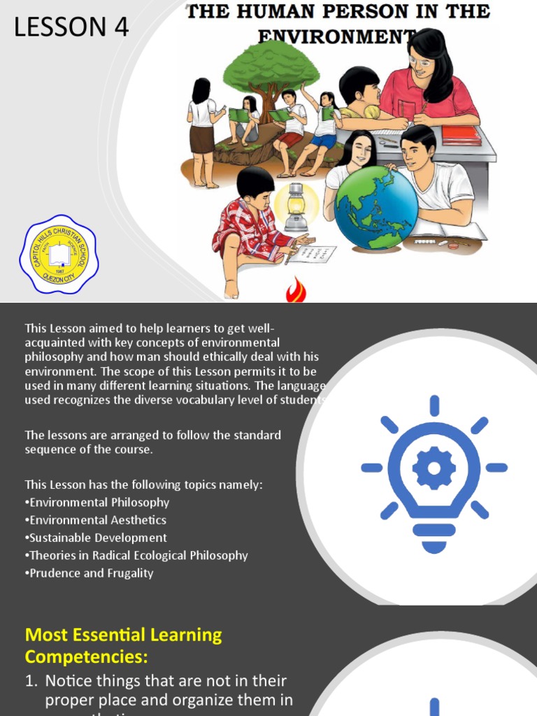 Lesson 4 - Human Person in The Environment | PDF | Sustainability ...