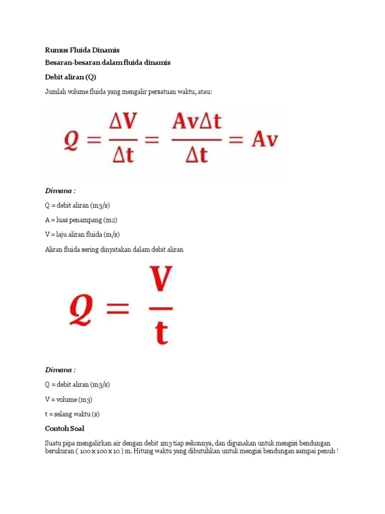 Rumus Fluida Dinamis | PDF | Sains & Matematika