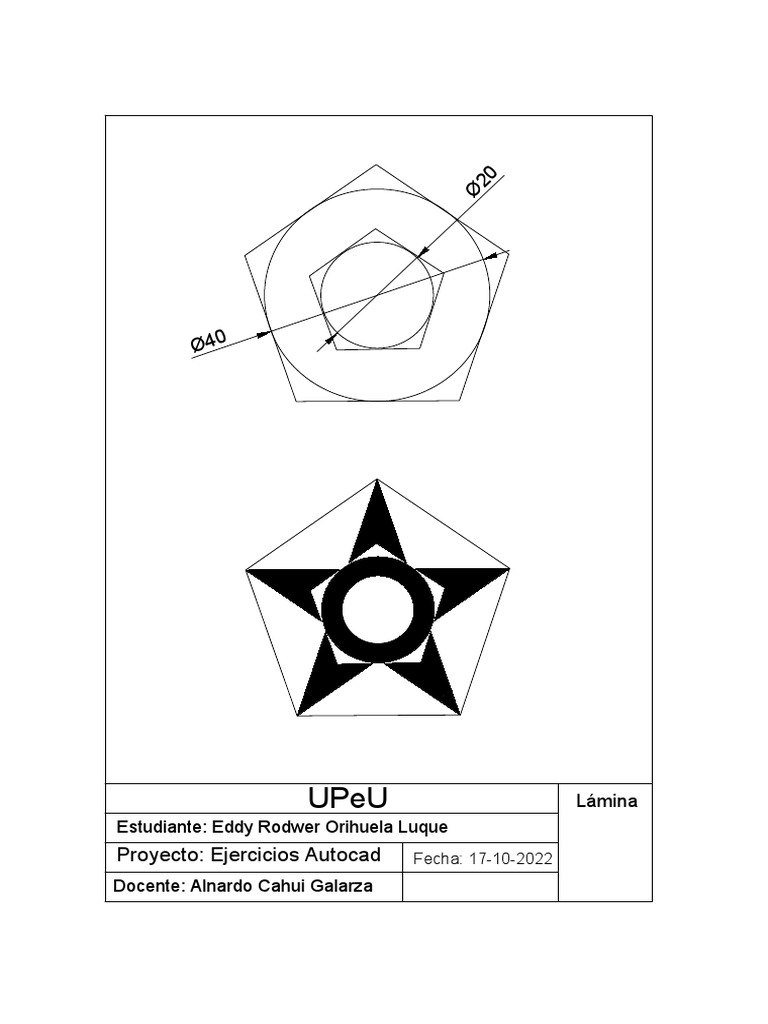 Proyecto: Ejercicios Autocad: Estudiante: Eddy Rodwer Orihuela Luque | PDF