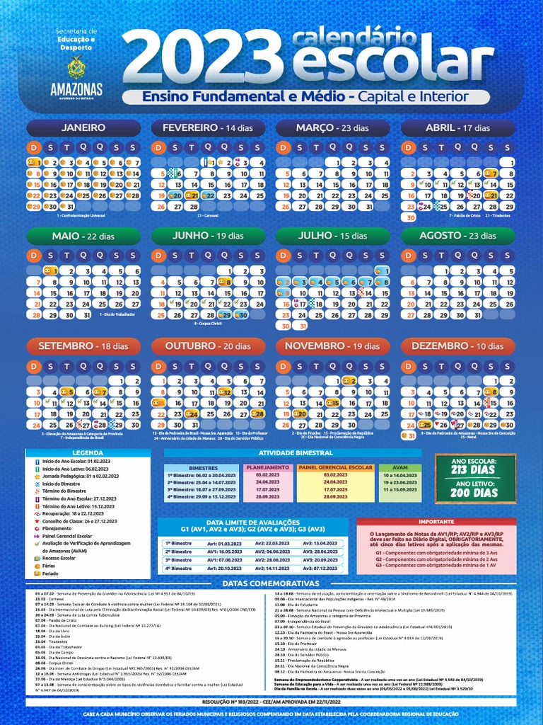 CALENDaRIO 2023 Ens Fundamental e Medio | PDF