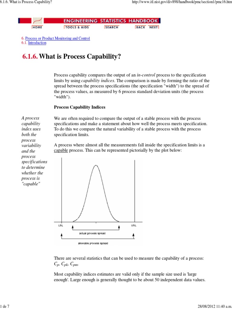 Process Capability NIST | PDF | Normal Distribution | Variance