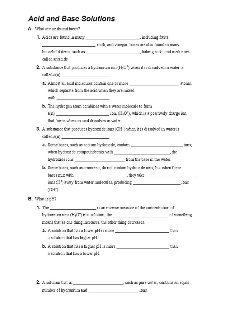 Acid and Base Review 3 | PDF | Ph | Acid
