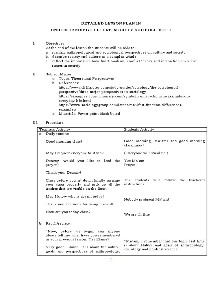 Detailed Lesson Plan in Ucsp | Download Free PDF | Sociology | Anthropology