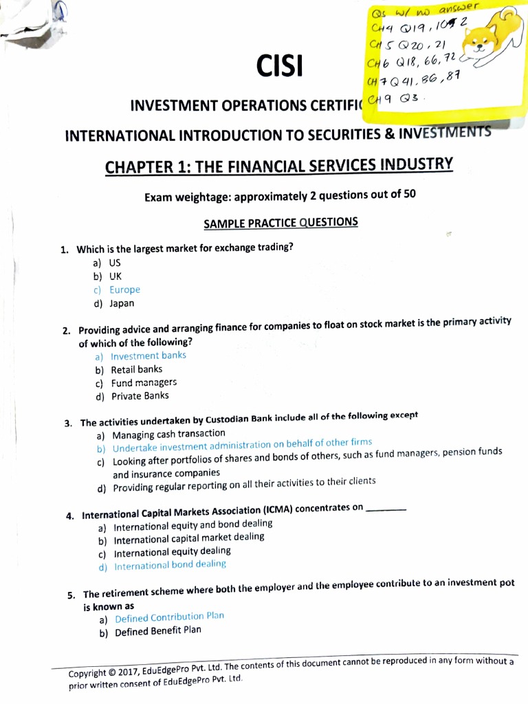 CISI - 1. Financial Service Industry | PDF | Banks | Securities (Finance)