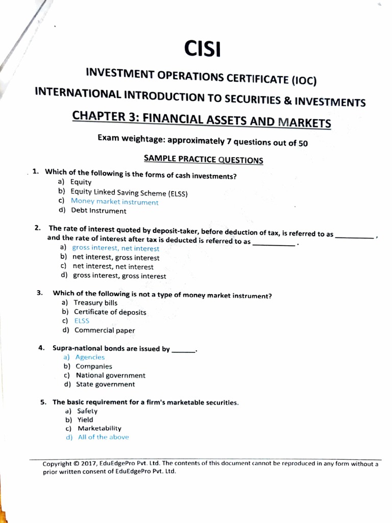 CISI - 3. Financial Assets and Markets | PDF | Stock Market Index ...