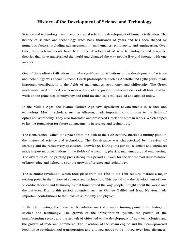 Evolution of Science and Technology History | PDF | Science | History ...