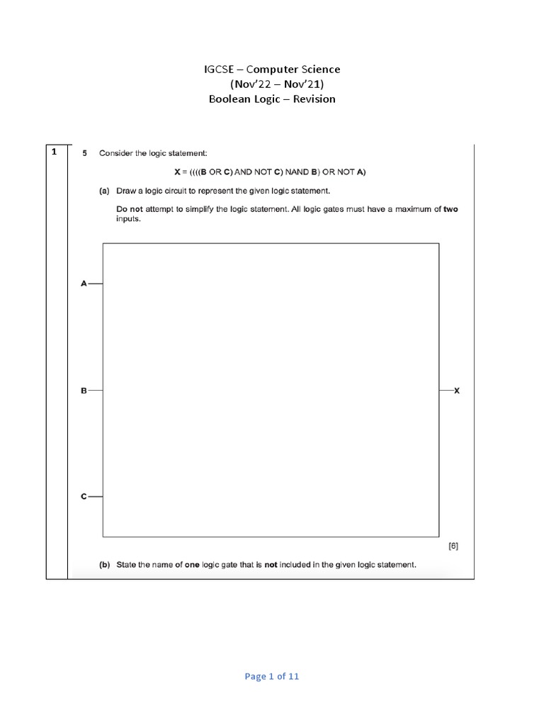 Boolean Logic Revision Pdf 