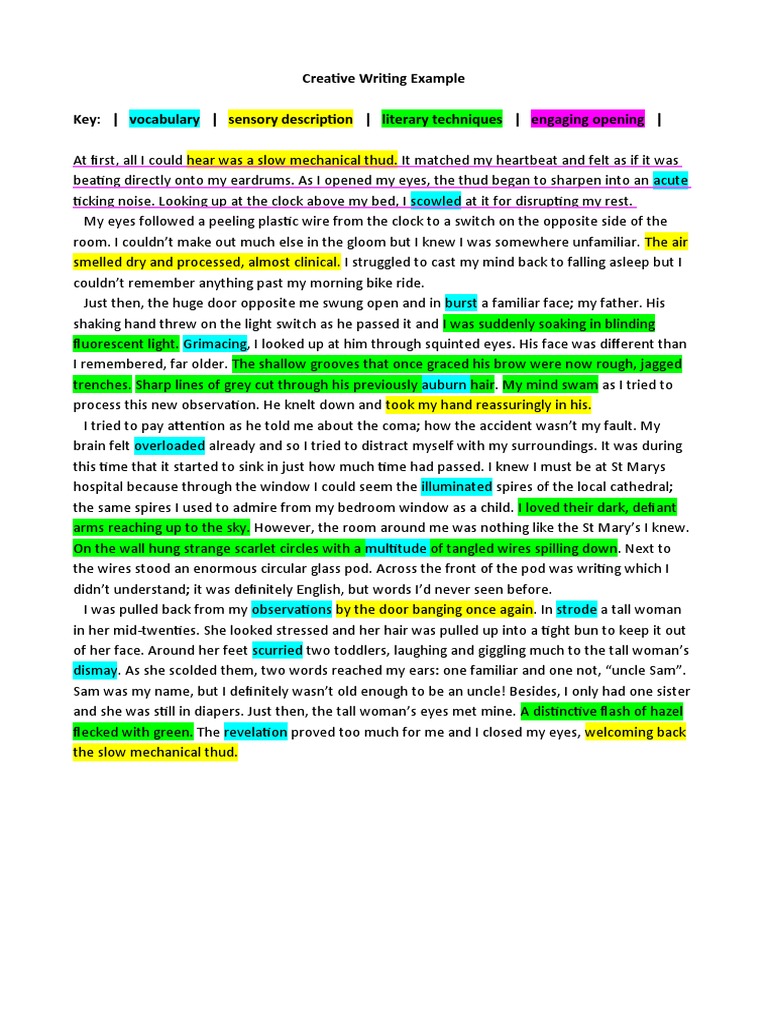 Creative Writing Example (After Lesson 4) | PDF