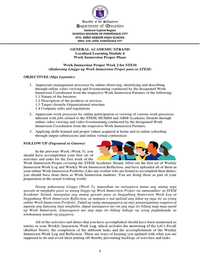 LM 6 GAS Immersion Proper Phase STEM Week 2 | PDF | Science, Technology ...