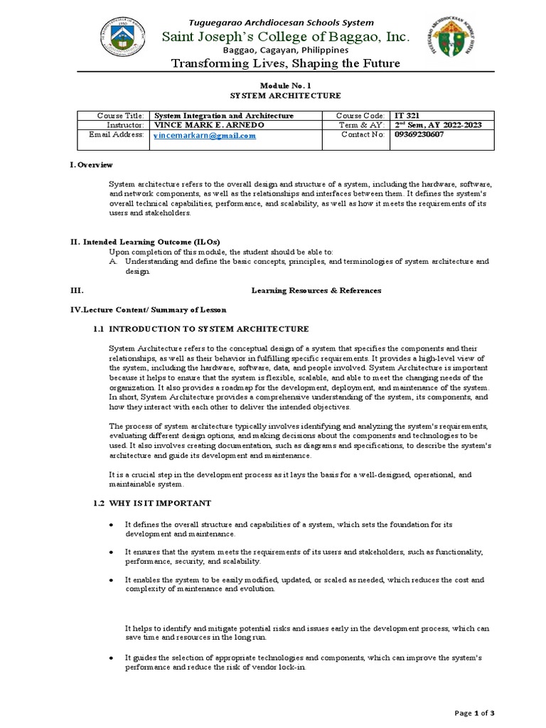 Module 1 System Architecture | PDF | Component Based Software Engineering | System
