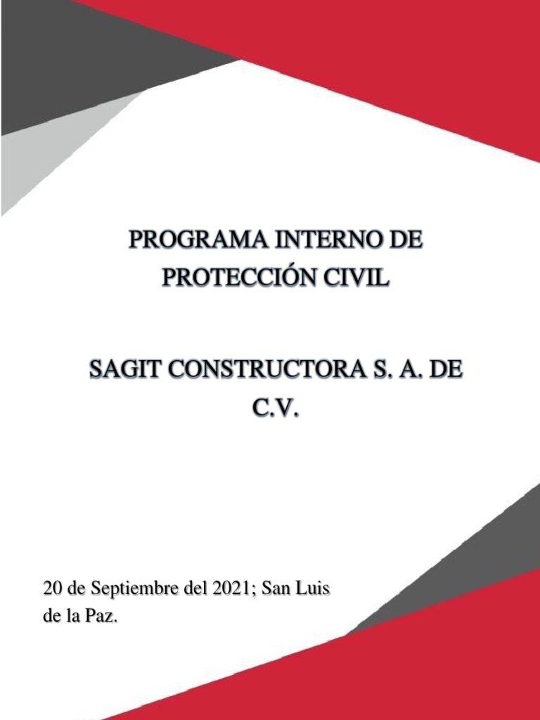 Programa Interno de Protección Civil de SAGIT Constructora S.A. de C.V. | PDF | Defensa Civil ...