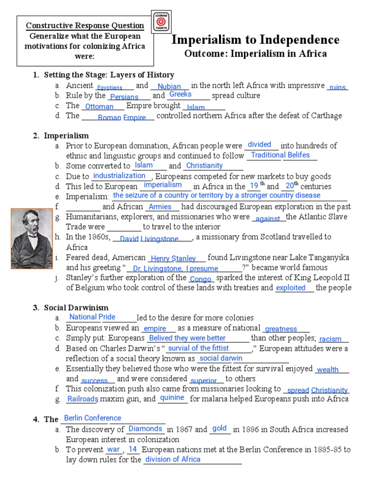 Imperialism To Independence Imperialism in Africa Notes Handout ...