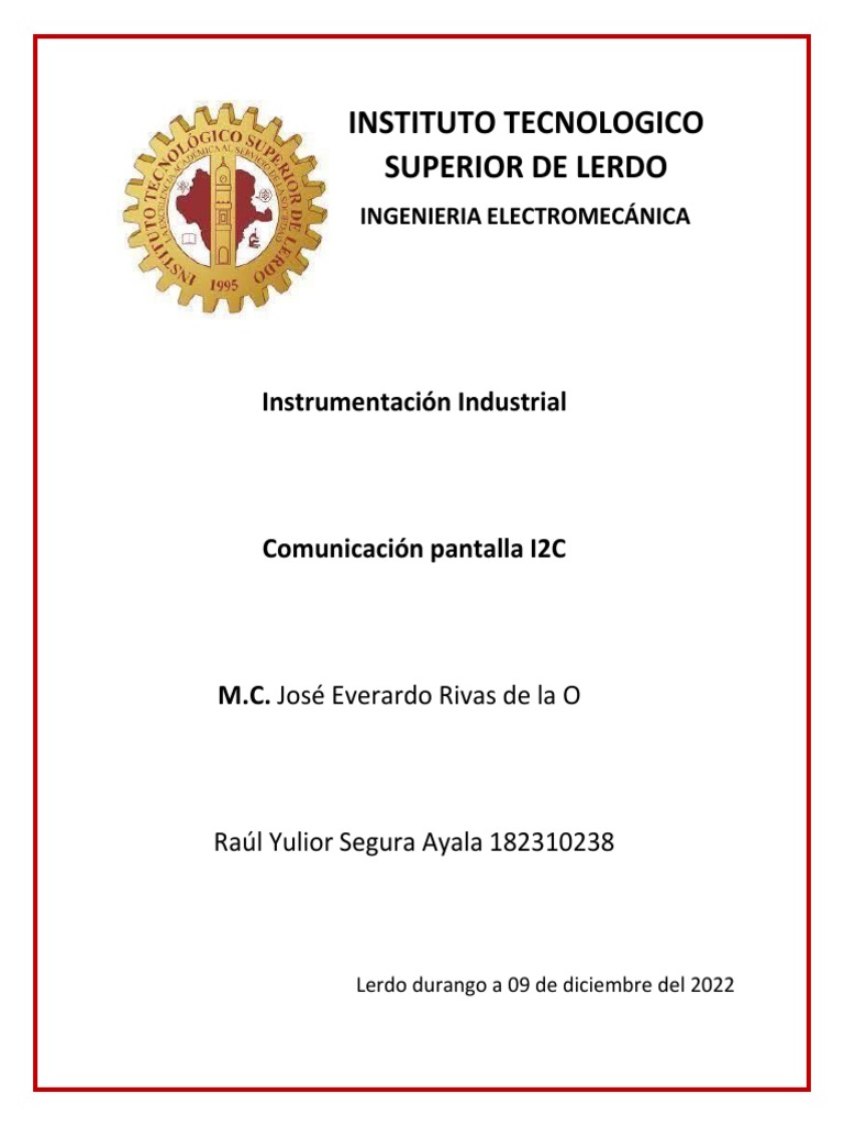 Comunicacion I2c 182310238 Pdf Arduino Lenguaje De Programación