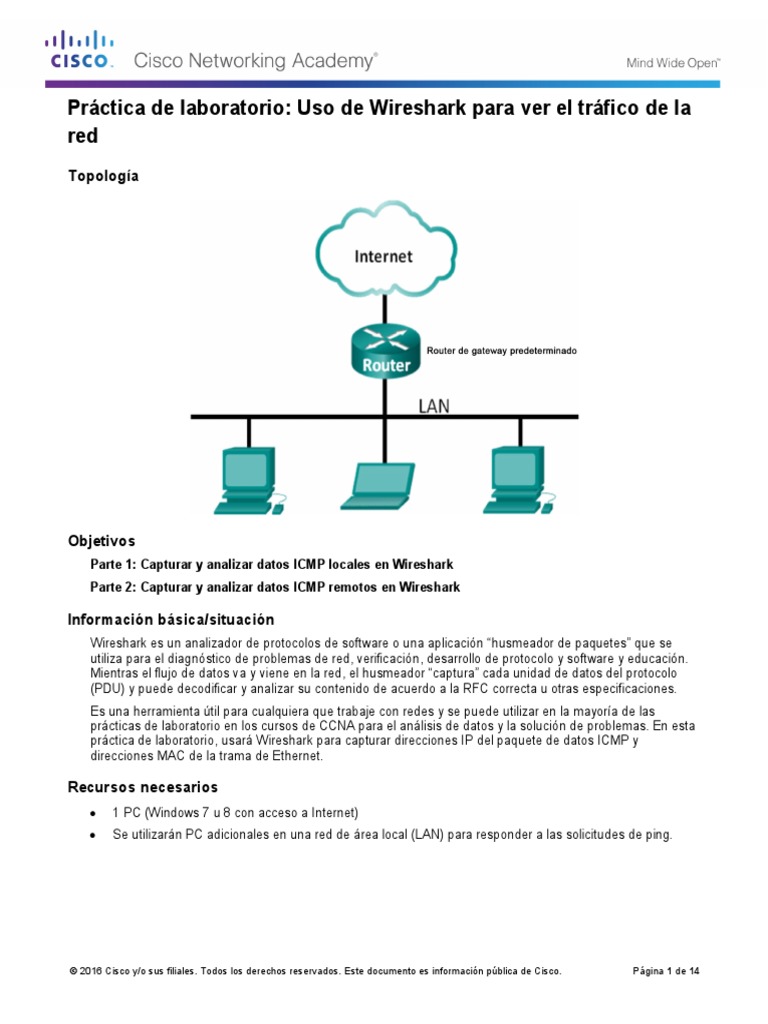 3.4.1.2 Lab - Using Wireshark To View Network Traffic | PDF | Tecnología