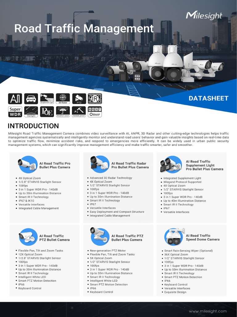 Milesight Road Traffic Management Datasheet en | PDF | Camera | Camera Lens