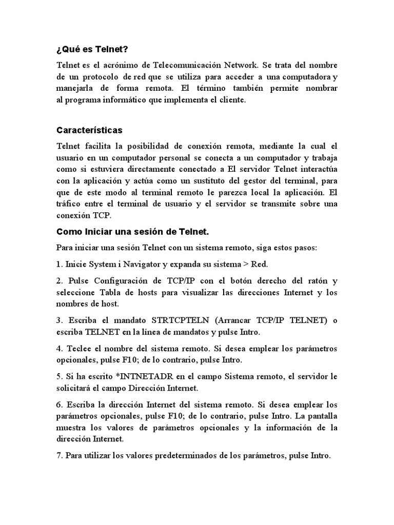 Que Es Telnet | PDF | Internet | Red de computadoras