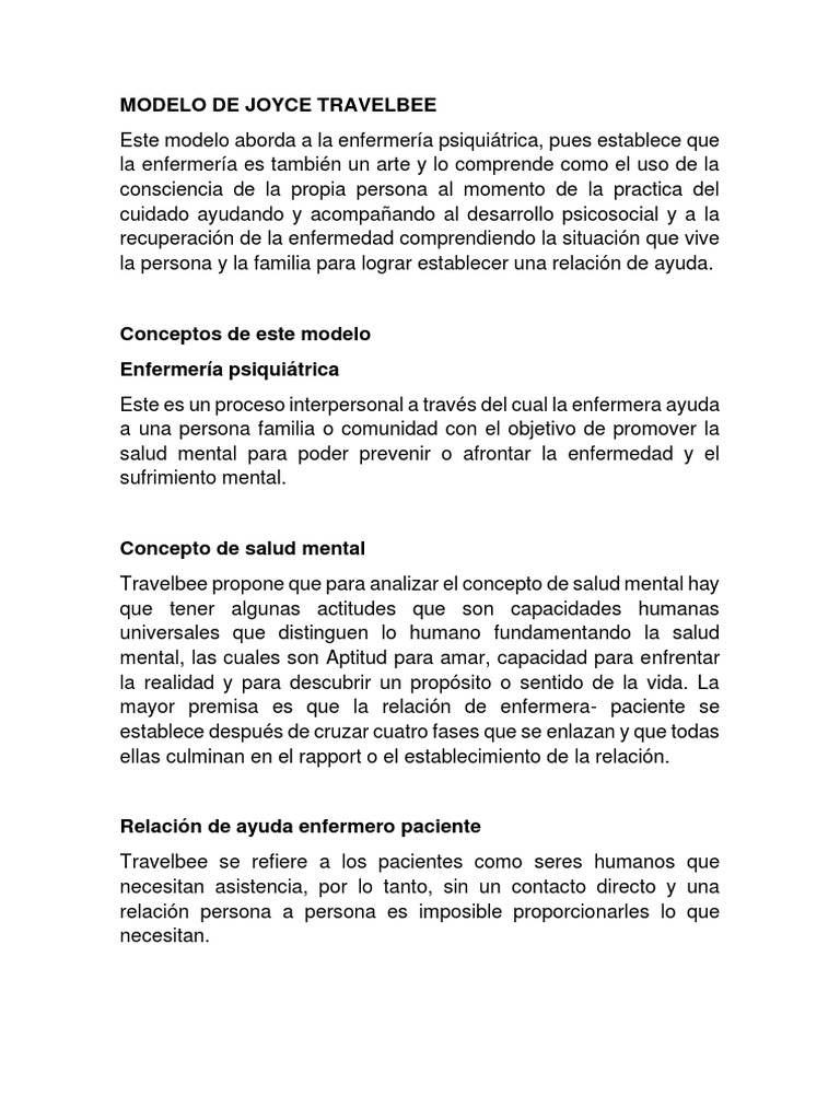Modelo de Joyce Travelbee | PDF | Enfermería | Empatía