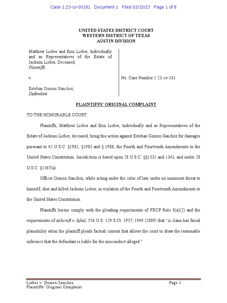 2023.02.15 (1) Original Complaint | PDF | Damages | Federal Rules Of ...