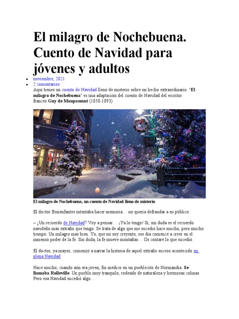El milagro de Nochebuena: cuento navideño | PDF | Navidad | Nochebuena