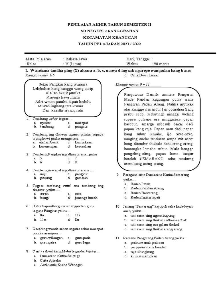 Soal BHS Jawa | PDF