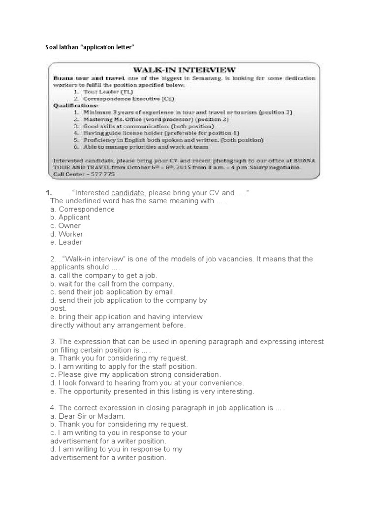 Soal Latihan Application Letter | Download Free PDF | Cognitive Science