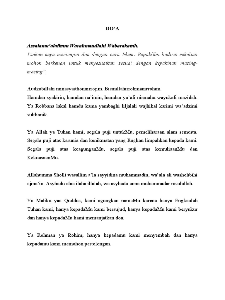 Doa Pembuka MMD I | PDF