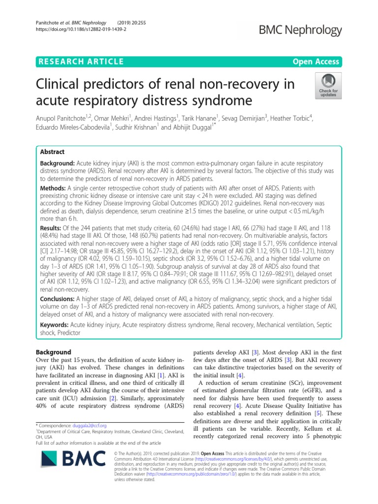 Clinical Predictors of Renal Non-Recovery in ARDS | PDF | Chronic ... Clinical Predictors of Renal Non-Recovery in ARDS | PDF | Chronic ...
