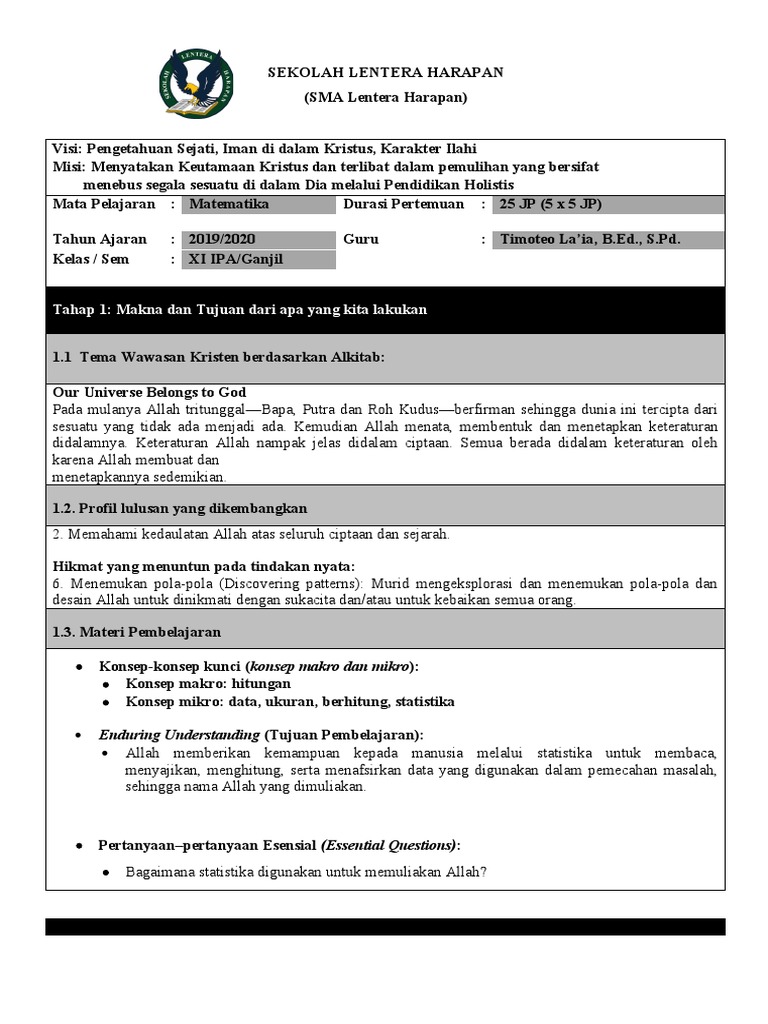 Unit Plan 1 Matematika XI IPA | PDF