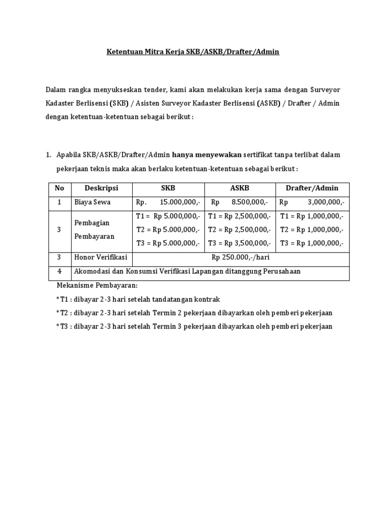 Ketentuan Mitra Kerja SKB Dan ASKB | PDF
