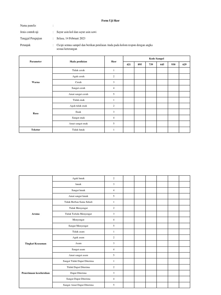 Form Uji Skoring-1 | PDF