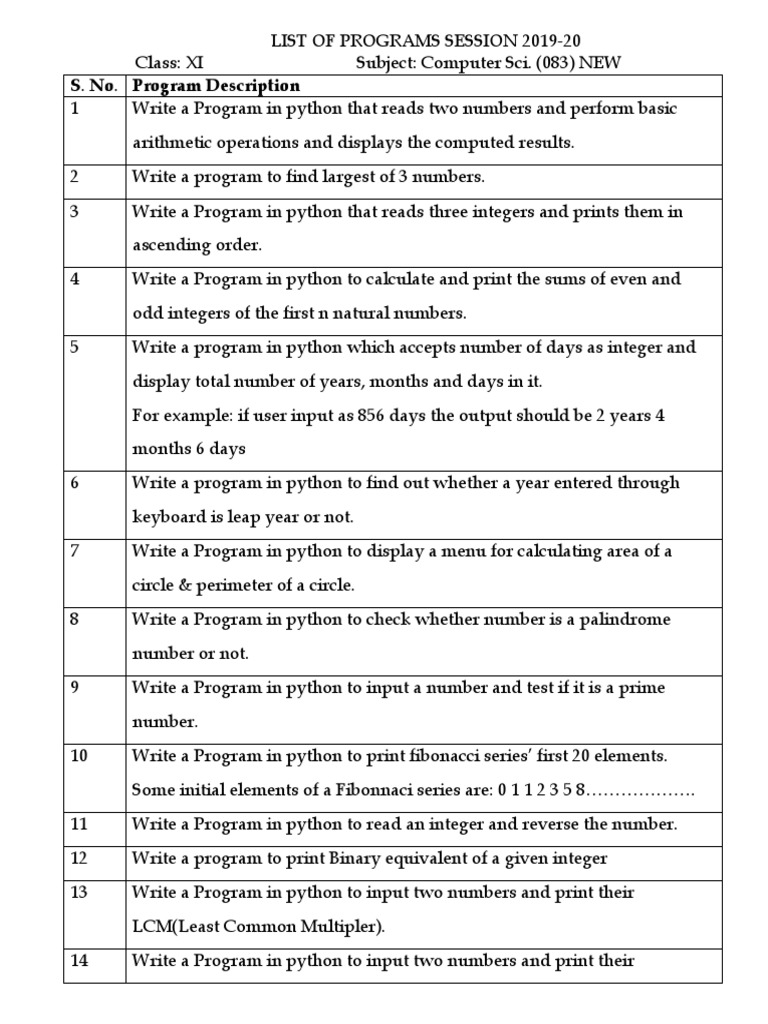 Practical List XI CS | PDF | String (Computer Science) | Mathematics
