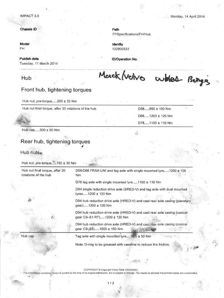 Mack Volvo King Pin Procedure | PDF