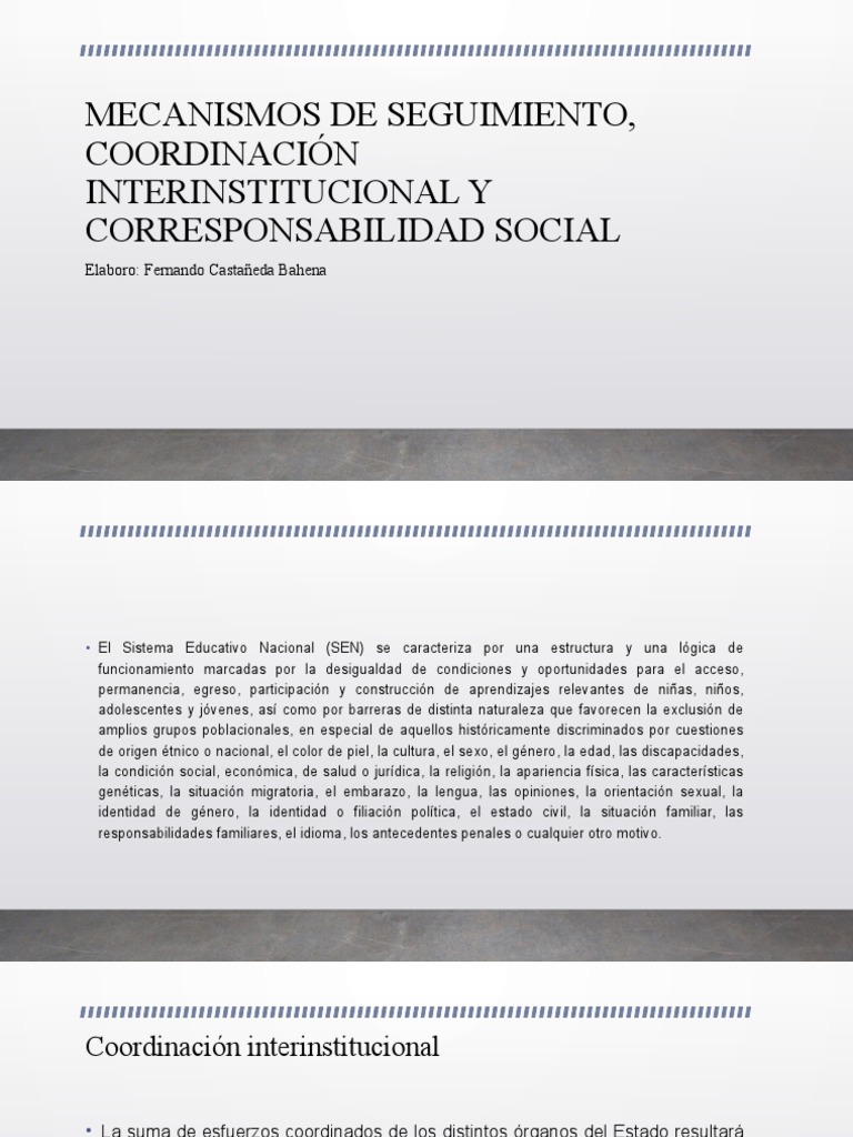MECANISMOS DE SEGUIMIENTO, COORDINACIÓN INTERINSTITUCIONAL Y | PDF ...