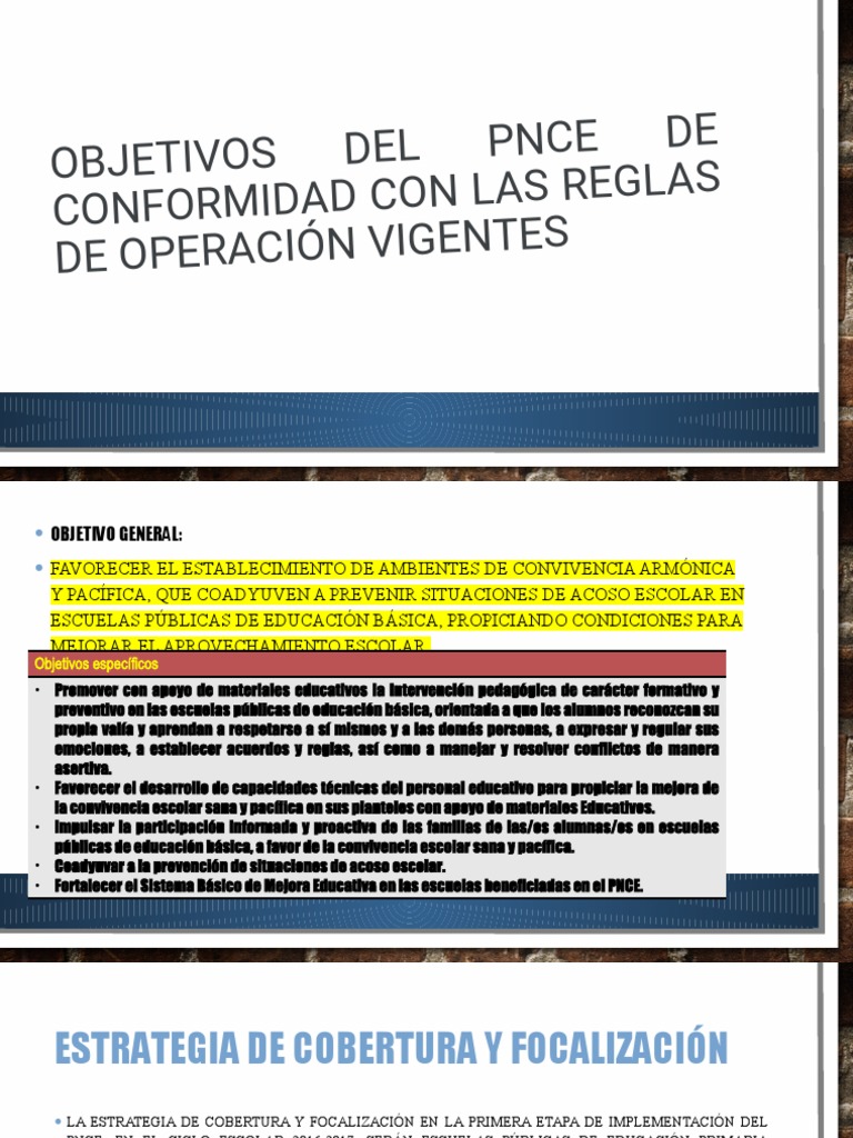 Objetivos Del PNCE de Conformidad Con Las Reglas | PDF
