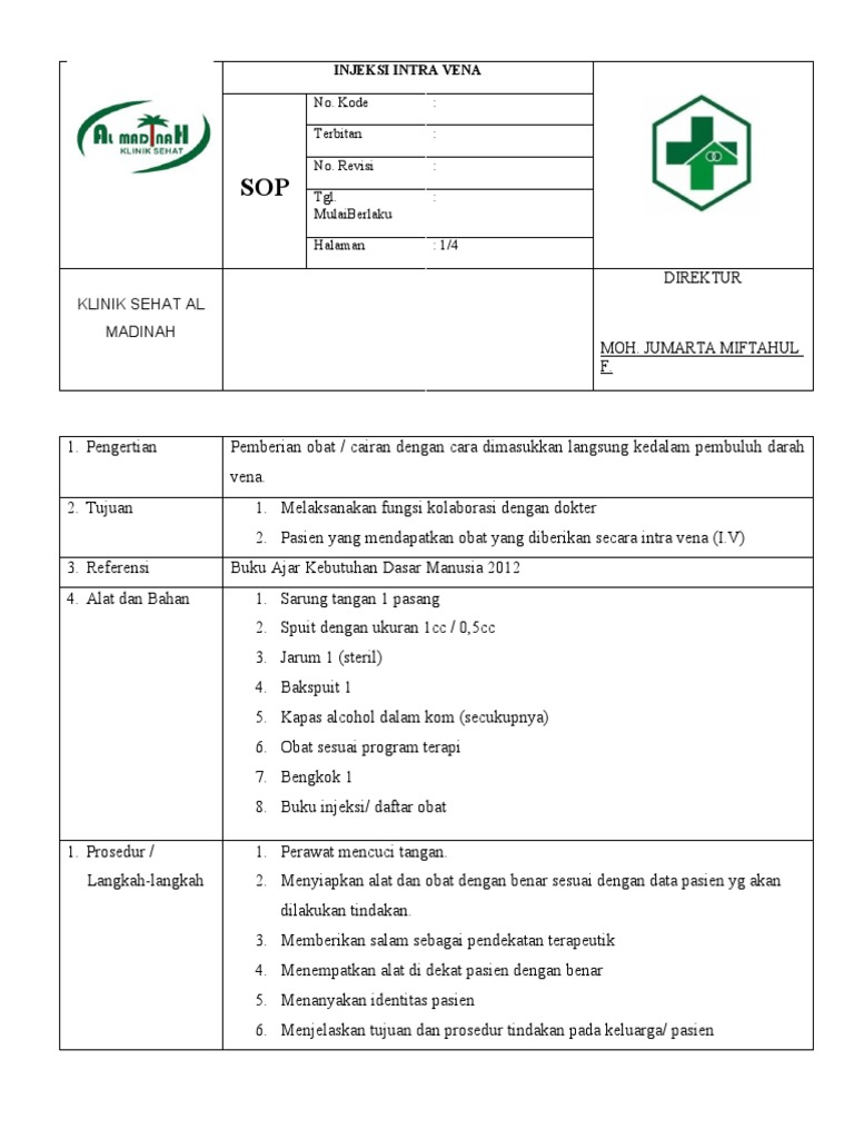 Sop Injeksi IV | PDF
